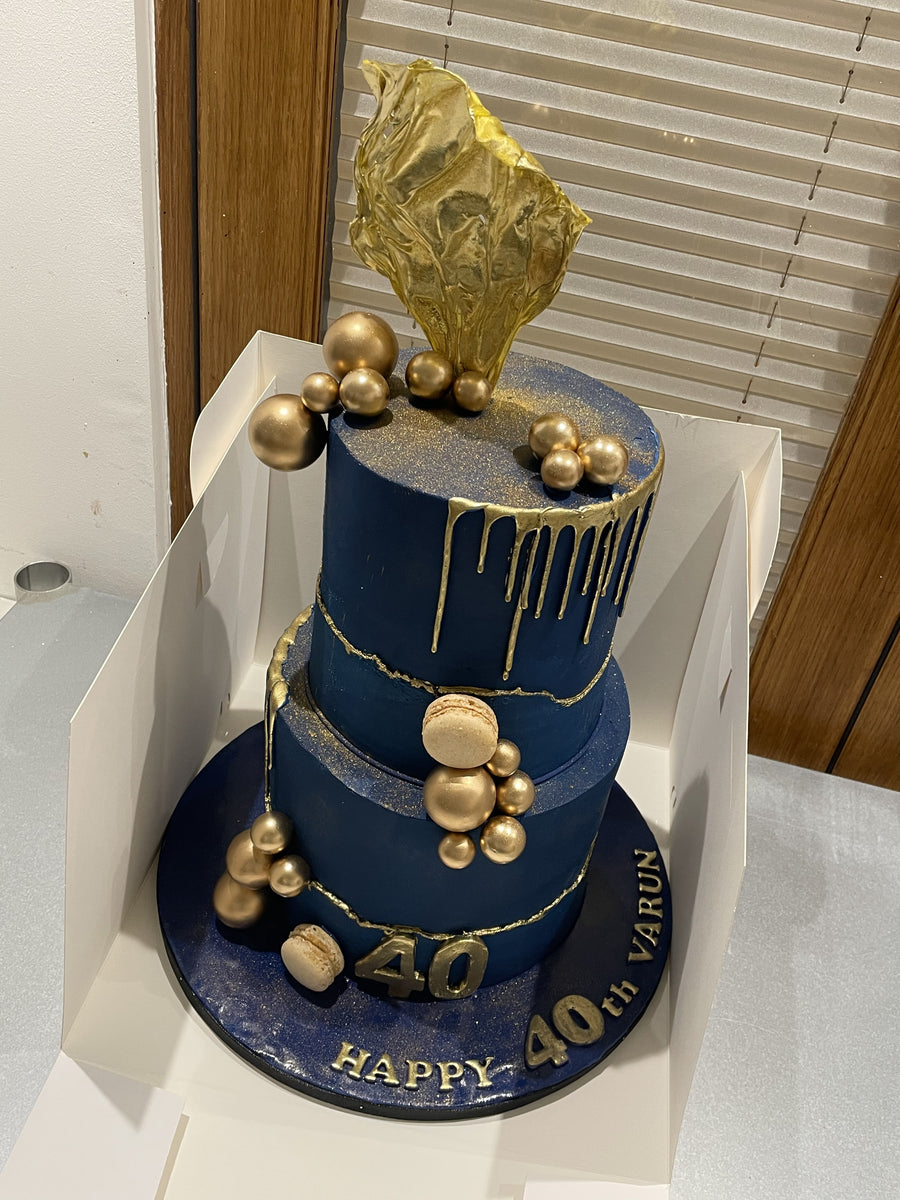 Navy Gold Sail Drip Cake | Farah's Dessert Heaven – FARAH'S DESSERT HEAVEN