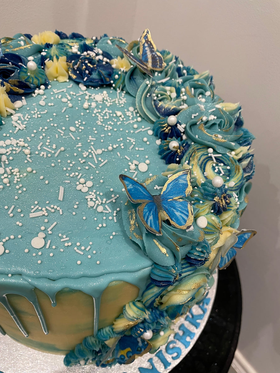 Butterfly Floral Drip Occasion Cake | Farah's Dessert Heaven – FARAH'S ...